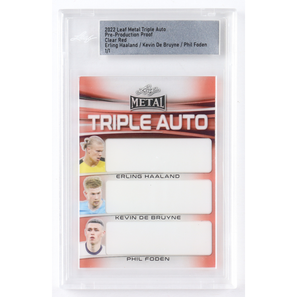 Erling Haaland / Kevin De Bruyne / Phil Foden 2022 Leaf Metal Triple ...