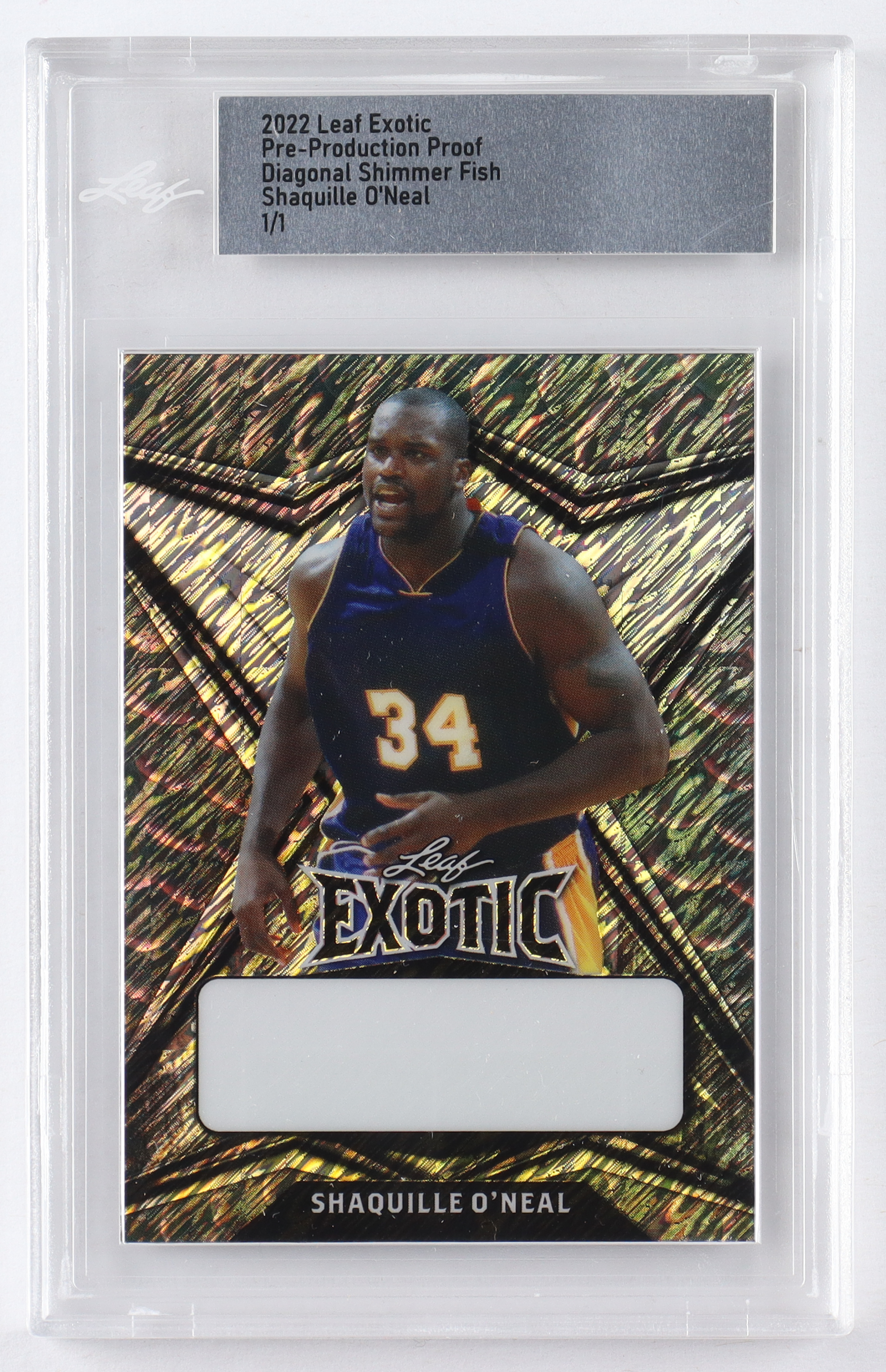 Shaquille O'Neal 2022 Leaf Exotic Pre-Production Proof Diagonal Shimmer ...