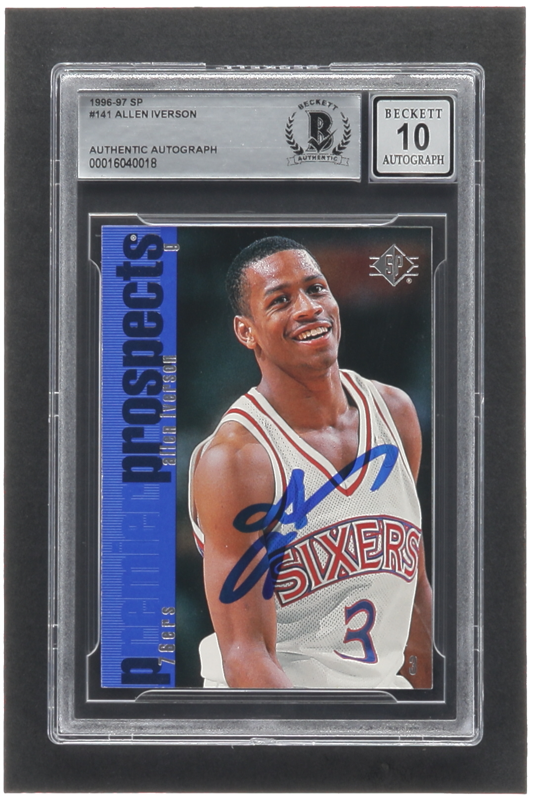 Allen Iverson Signed 1996-97 SP #141 RC (BGS | Autograph Graded BGS 10 ...
