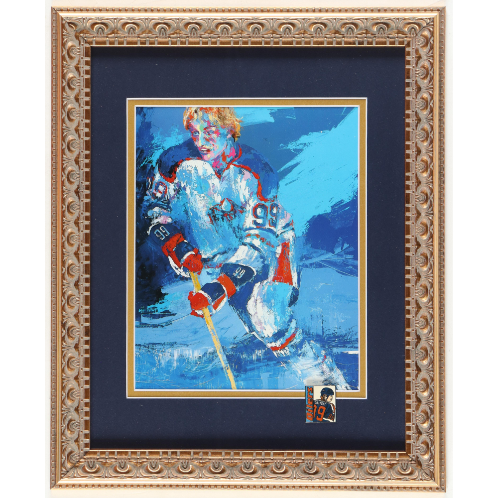 Wayne Gretzky 13x16 Custom Framed Leroy Neiman Print with Vintage Upper Deck Gretzky Pin ...