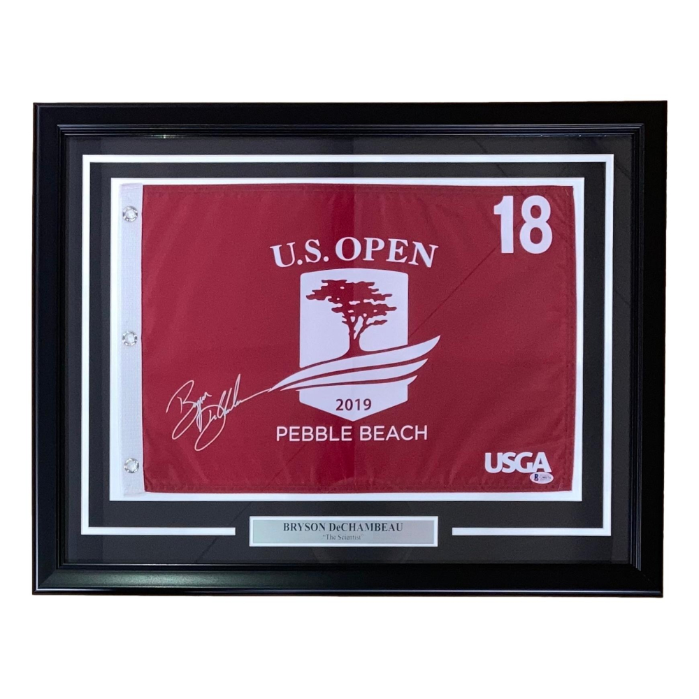 Bryson Dechambeau Signed 2019 US Open Custom Framed Golf Flag (Beckett ...