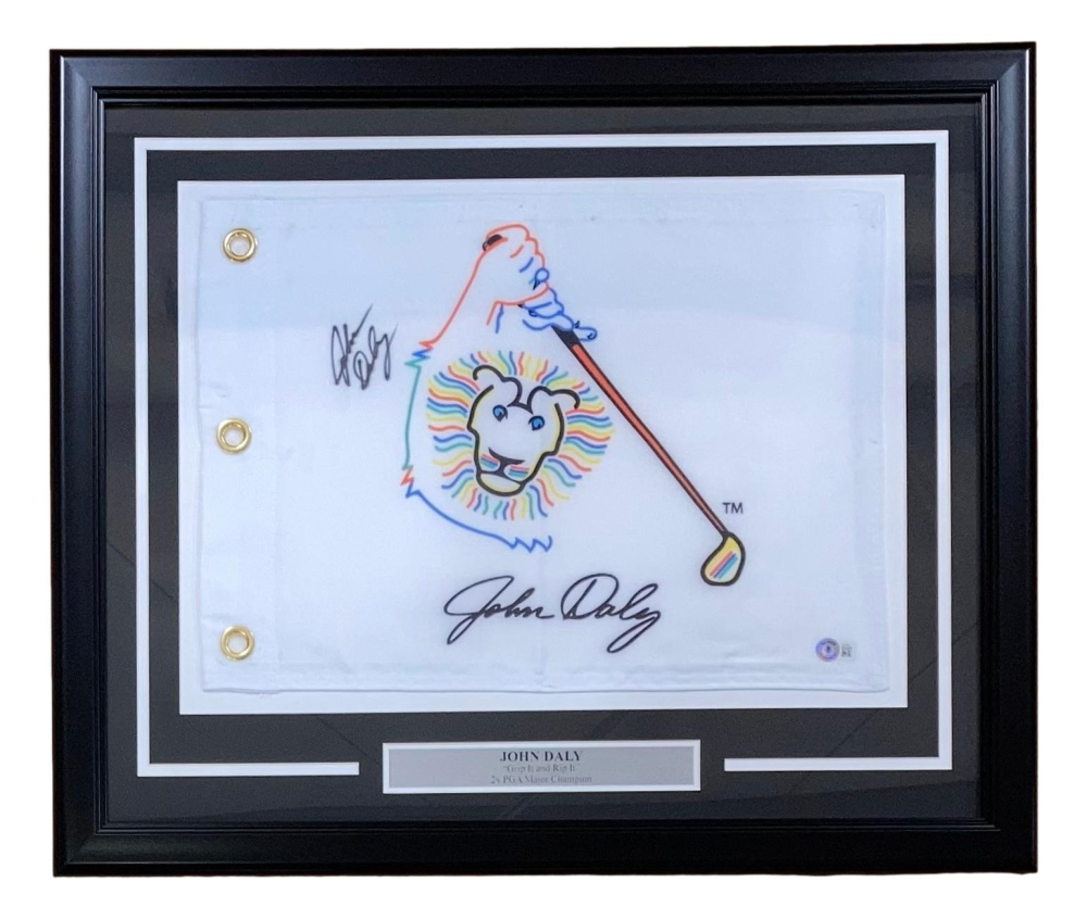 John Daly Signed Daly Logo Custom Framed Flag (Beckett) | Pristine Auction