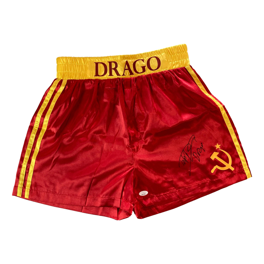 Dolph Lundgren Signed "Rocky IV" Boxing Trunks Inscribed "Drago" (JSA ...
