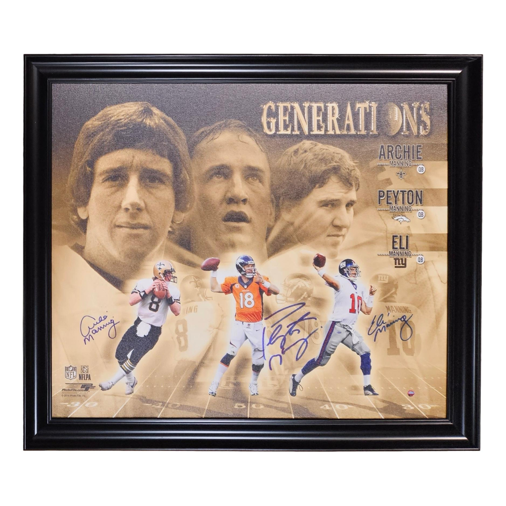 Peyton Manning, Eli Manning & Archie Manning Signed Custom Framed ...