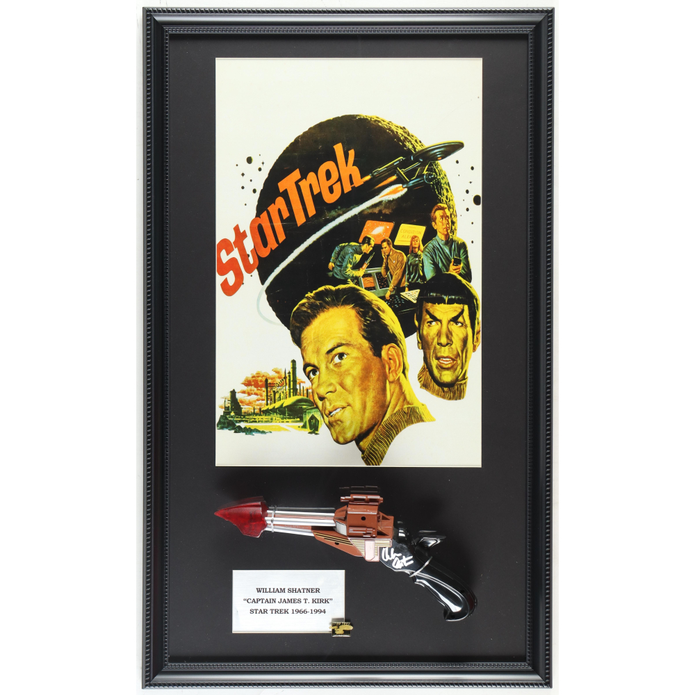 William Shatner Signed Custom Framed "Star Trek" Replica Phaser Display ...
