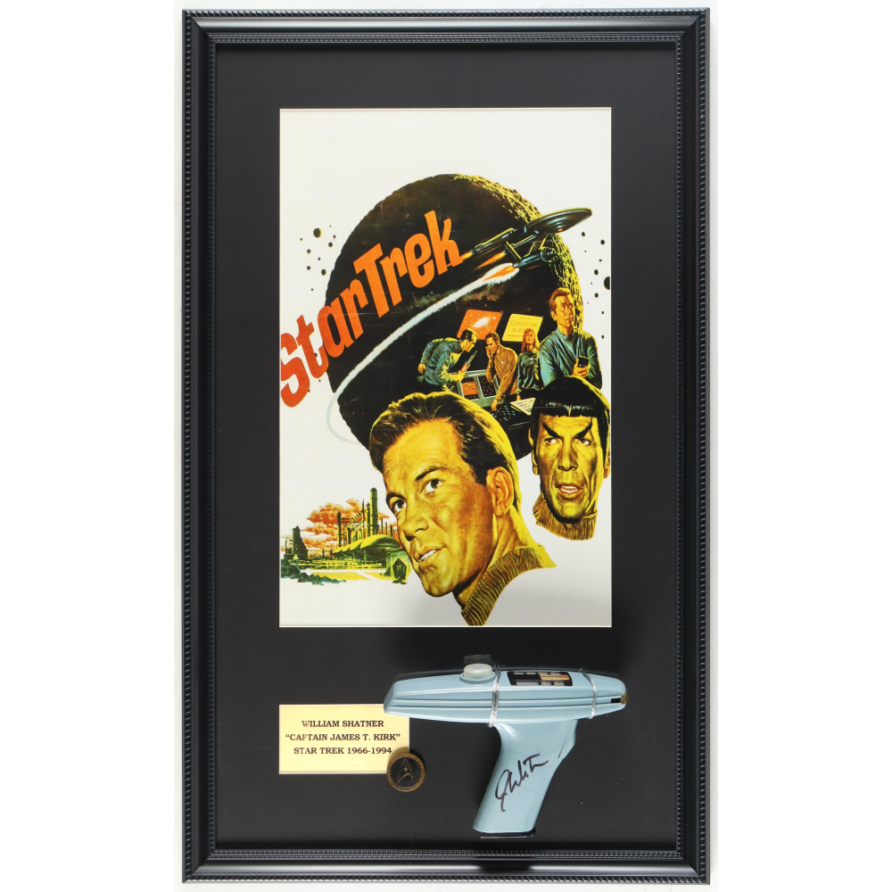 William Shatner Signed Custom Framed "Star Trek" Replica Phaser Display ...