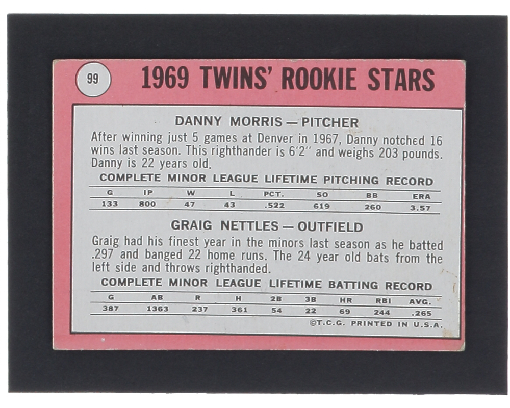 Danny Morris / Graig Nettles 1969 Topps #99B / Rookie Stars | Pristine ...