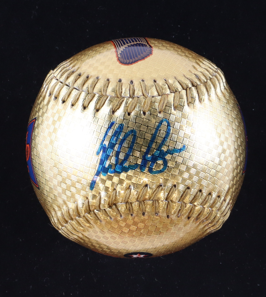 Nolan Ryan Signed 2017 & 2022 Astros World Series Champions Logo Gold ...