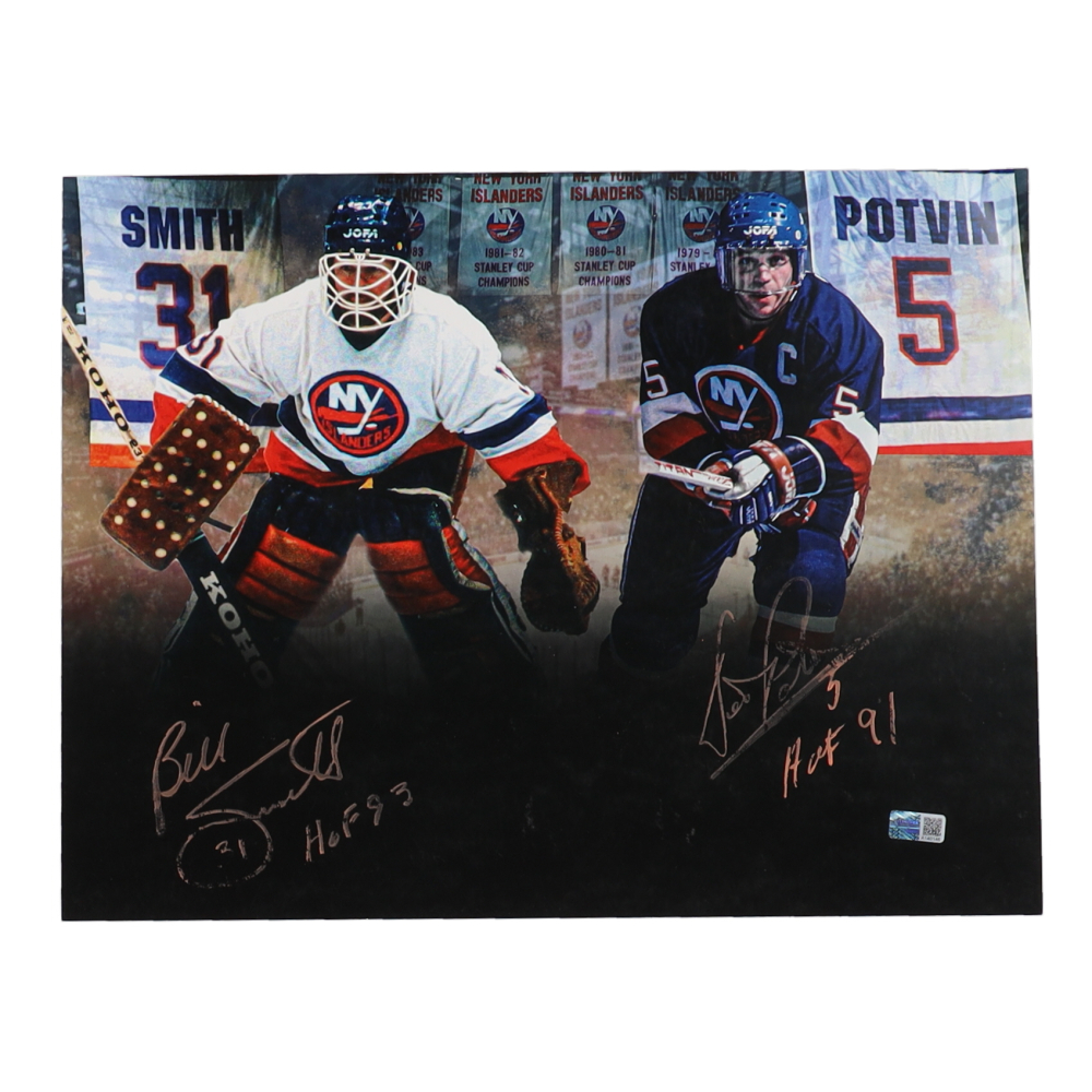 Billy Smith & Denis Potvin Signed Islanders 11x14 Photo Inscribed "HOF ...