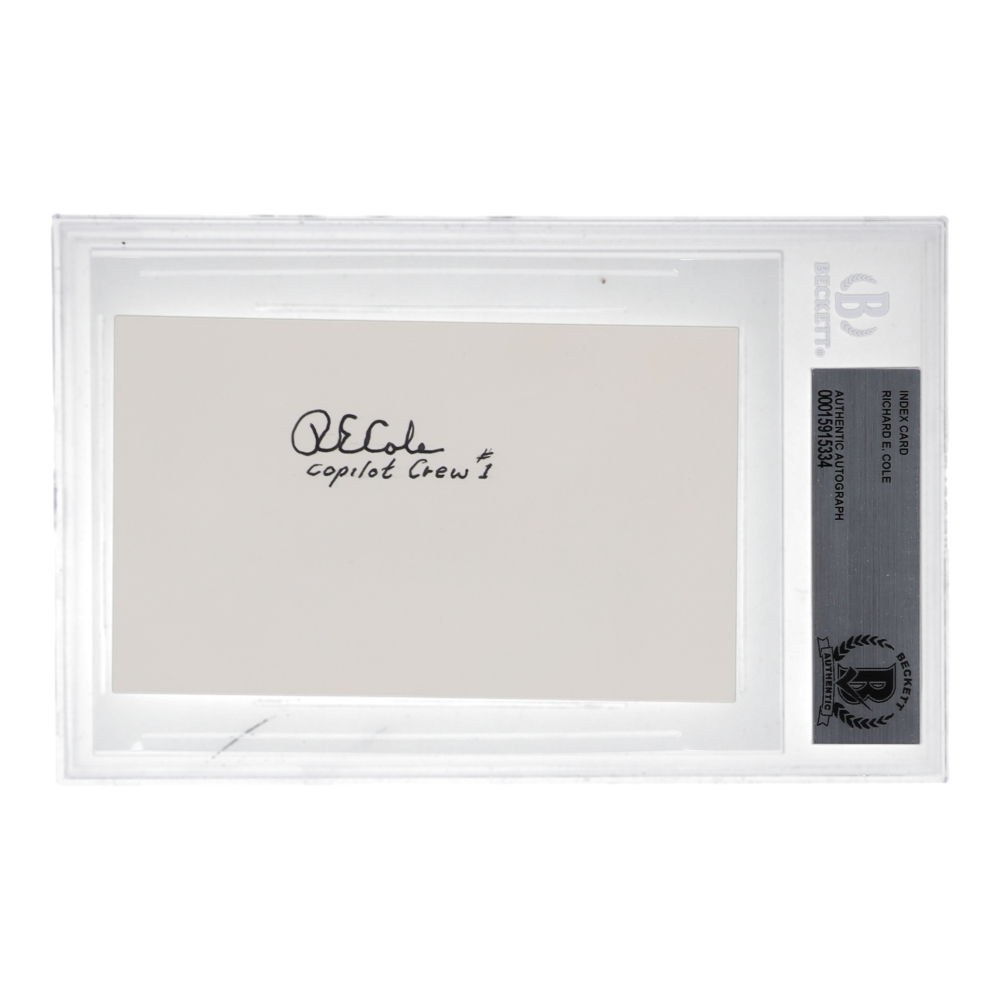 Richard E. Cole Signed Index Card Inscribed "Copilot Crew #1" (BGS ...