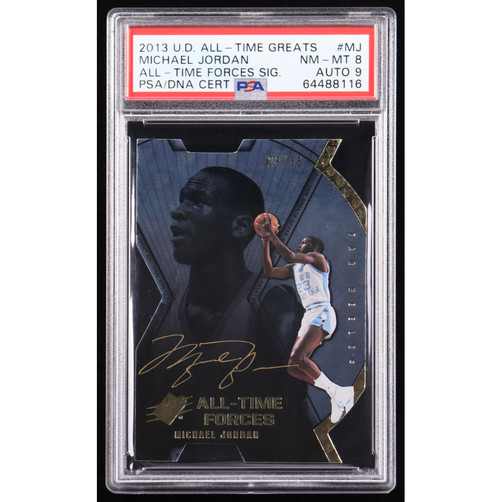 Michael Jordan 2013 Upper Deck All-Time Greats All-Time Forces Signatures #ATFMJ #28/35 (PSA 8 ...