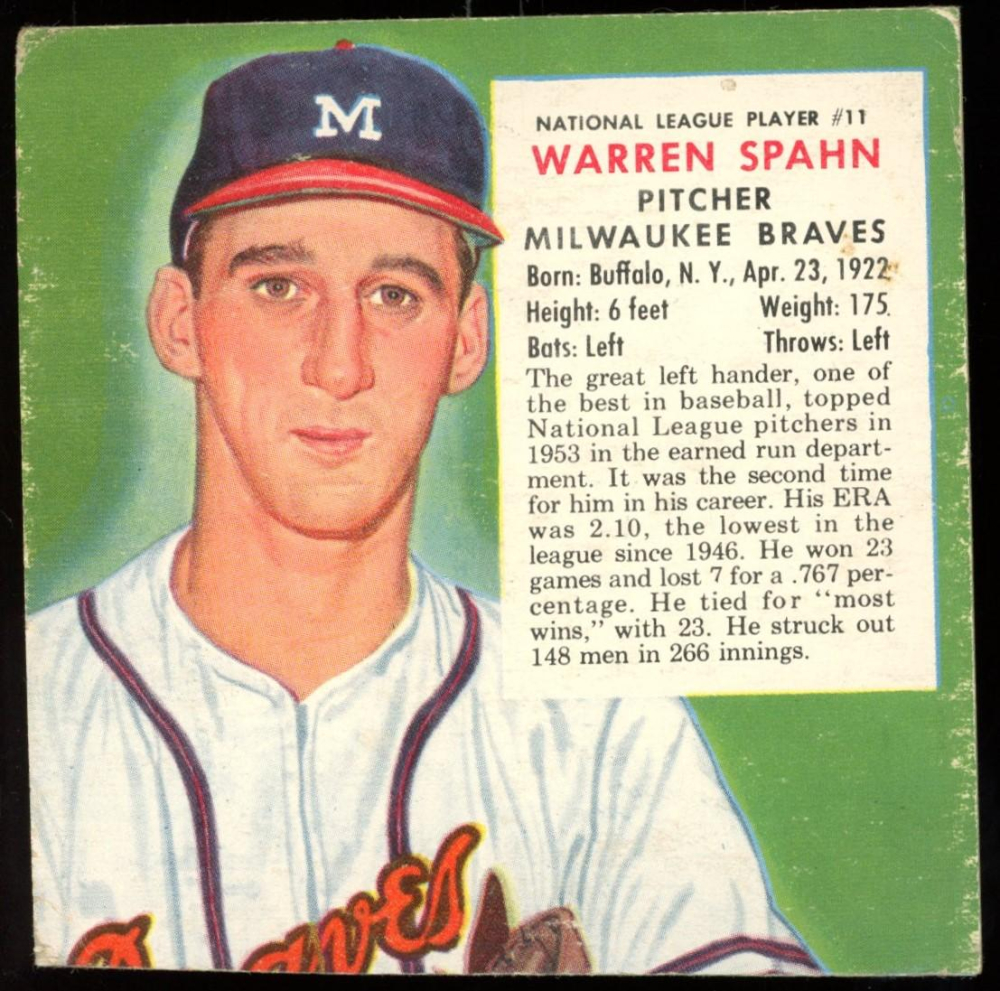 Warren Spahn 1954 Red Man Tobacco | Pristine Auction