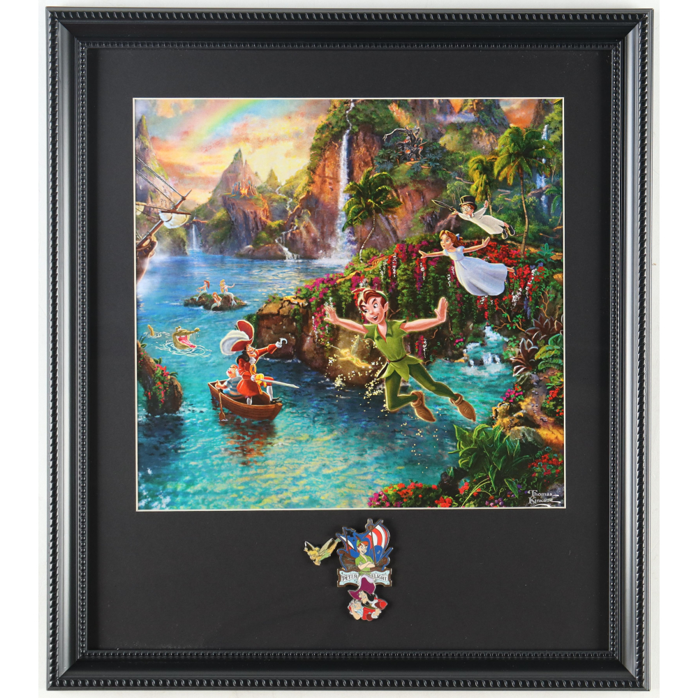 Thomas Kinkade "Peter Pan" Custom Framed Print Display With (3) Disney ...