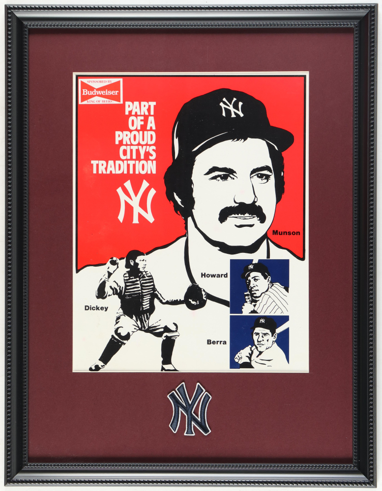 1970 Budweiser New York Yankees Bar Counter Custom Framed Ad Display ...