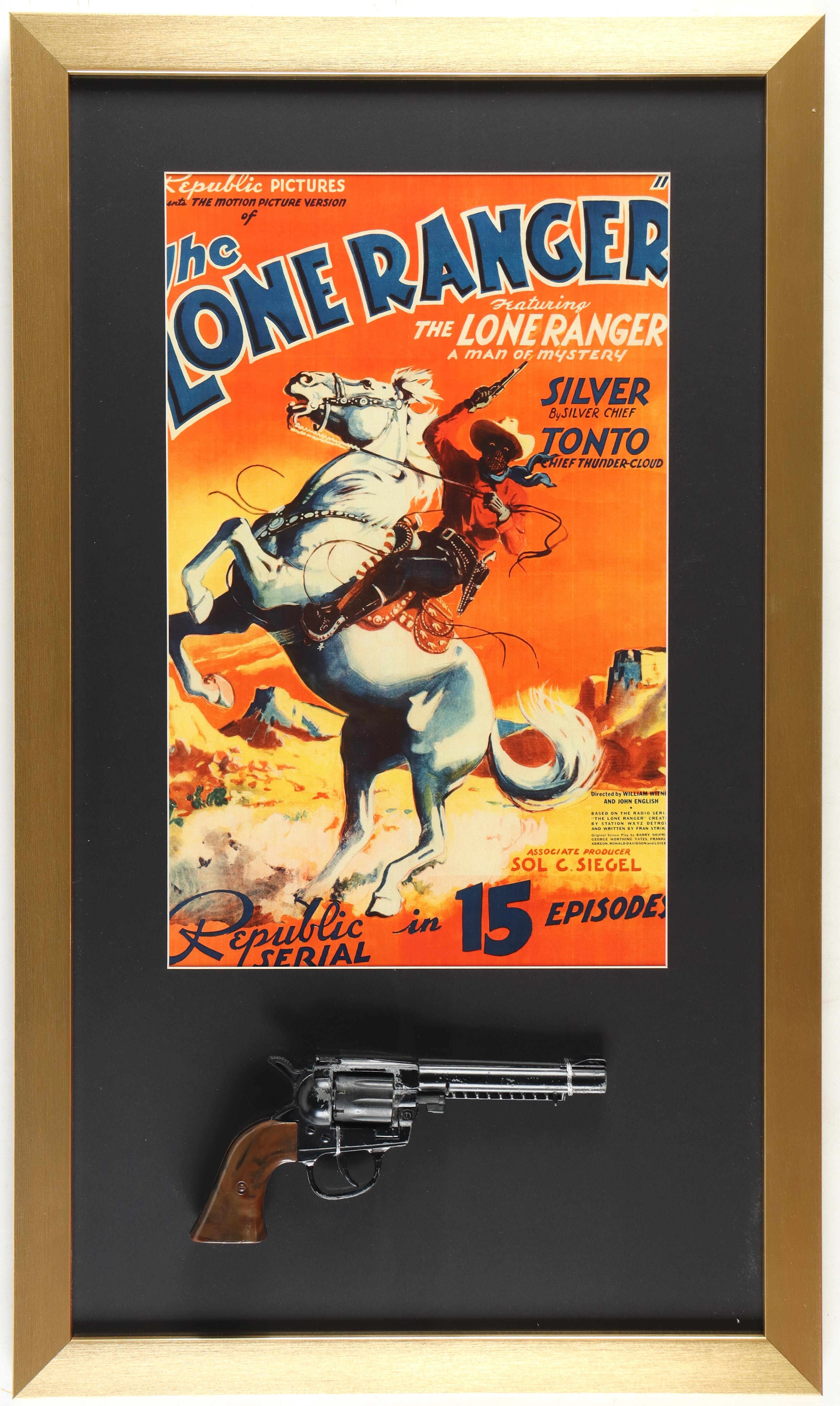 "The Lone Ranger" Custom Framed Movie Poster With Movie Prop Revolver ...