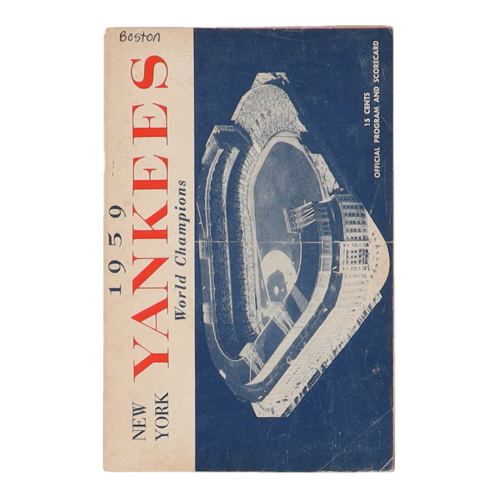 1959 Yankees vs. Red Sox Original Scorecard | Pristine Auction