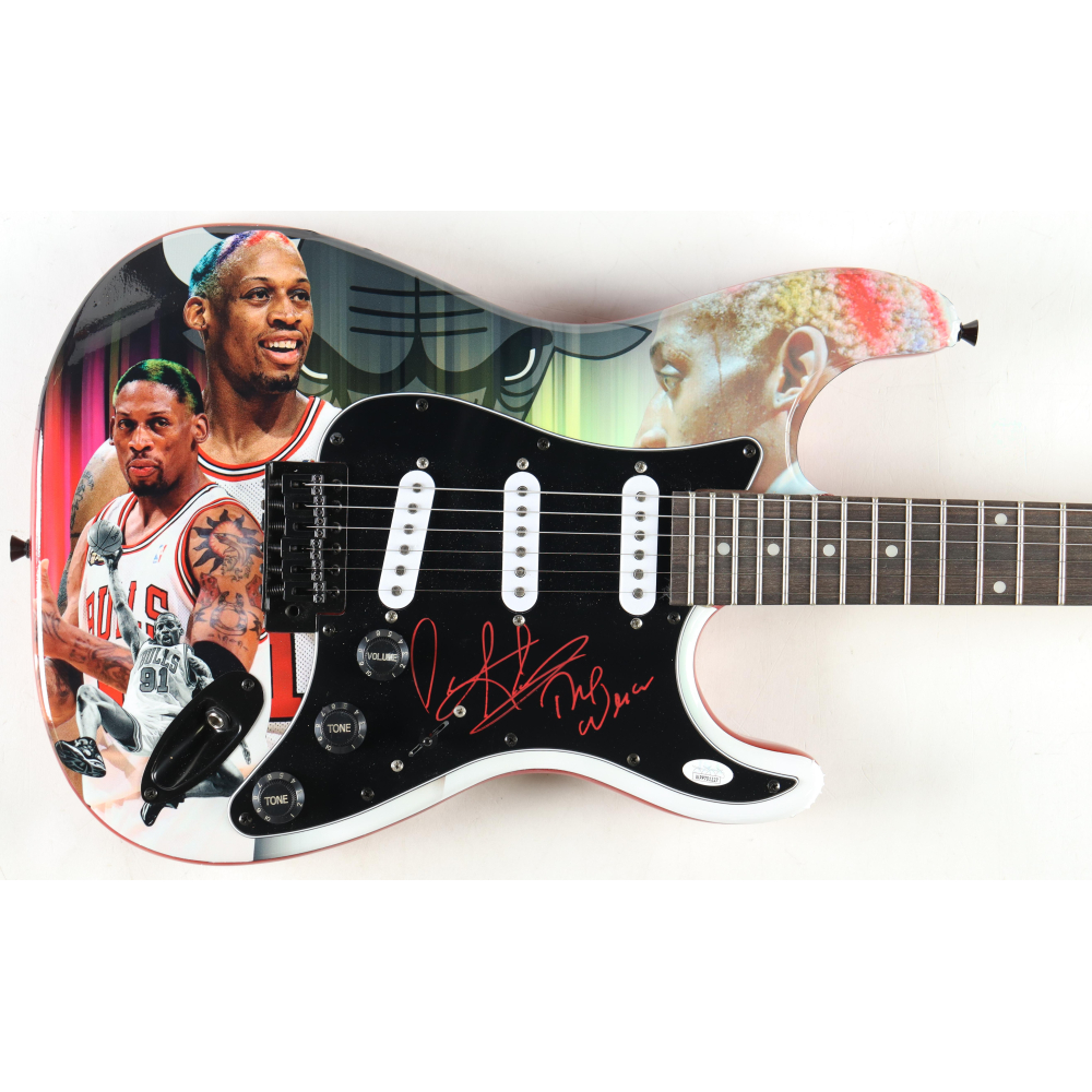Dennis Rodman Signed Bulls Custom 39" Electric Guitar Inscribed "The ...