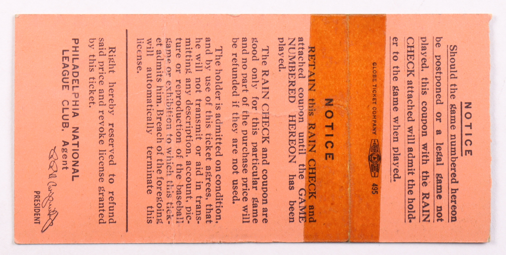 Original 1950 Yankees vs Phillies Game 2 World Series Ticket | Pristine ...
