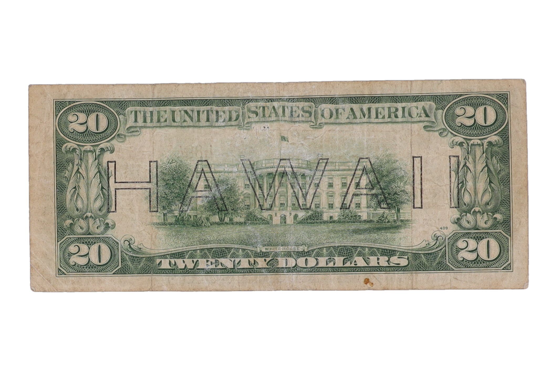 1934 $20 Twenty Dollars Hawaii Overprint Federal Reserve Note ...