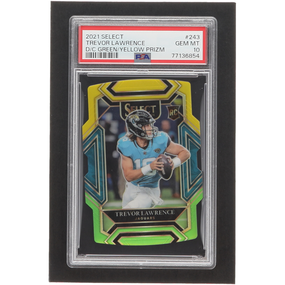Trevor Lawrence 2021 Select Prizm Green and Yellow Die Cut #243 RC (PSA ...
