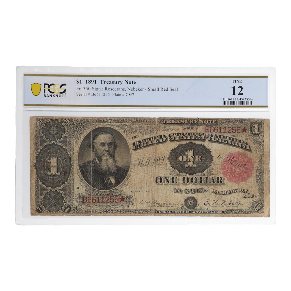 1891 $1 One Dollar Treasury Note (PCGS Fine12) | Pristine Auction