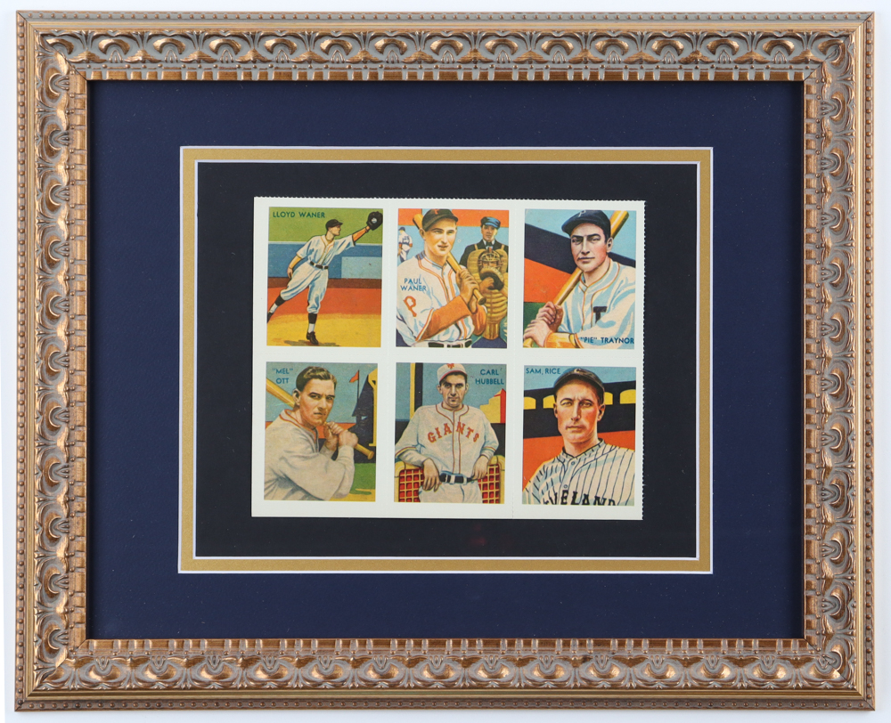 1978 Goudey Uncut Card Sheet Custom Framed Display Including "Mel" Ott ...