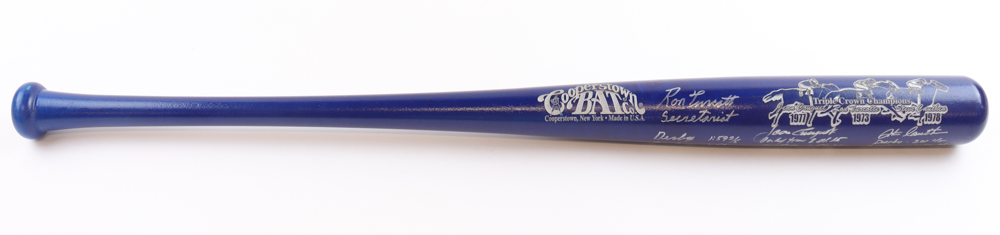 Jean Cruguet, Ron Turcotte & Steve Cauthen Signed Cooperstown Bat Co ...