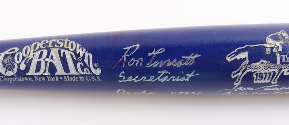 Jean Cruguet, Ron Turcotte & Steve Cauthen Signed Cooperstown Bat Co. "Triple Crown Champions ...
