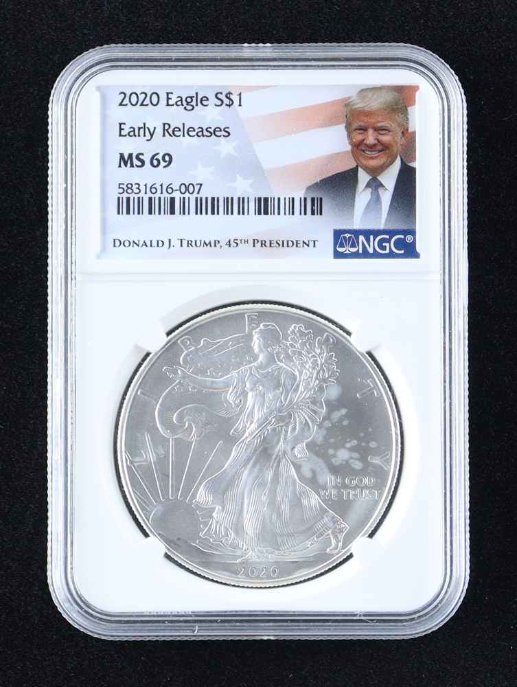 2020 American Silver Eagle - Early Releases - Donald Trump 45th President (NGC MS69) | Pristine ...