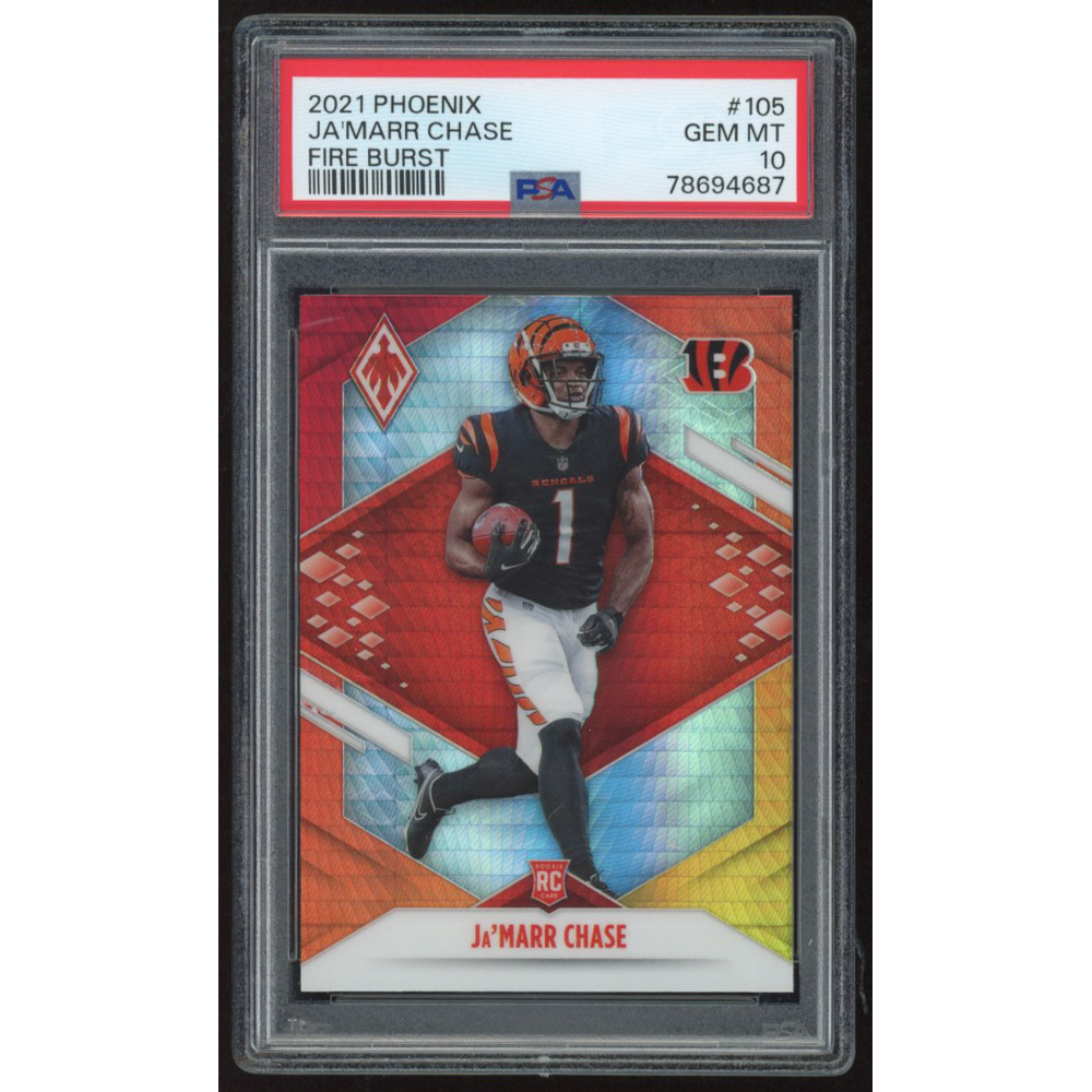 Ja'Marr Chase 2021 Panini Phoenix Fire Burst #105 RC (PSA 10 ...