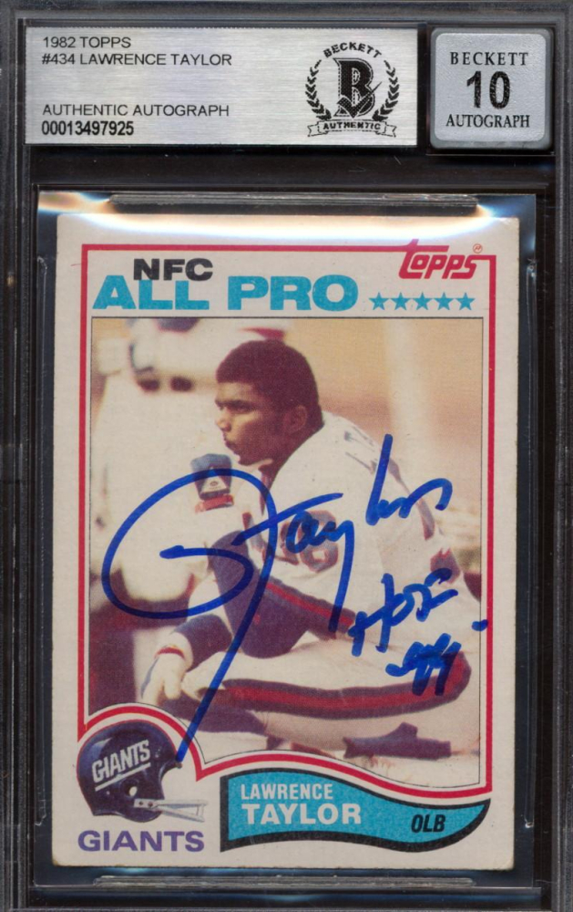 Lawrence Taylor Signed 1982 Topps #434 RC Inscribed "HOF 99" (BGS ...