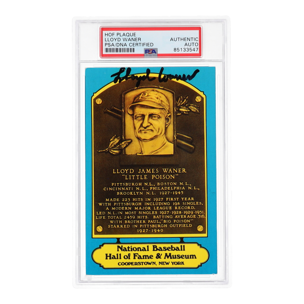 Lloyd Waner Signed Hall of Fame Plaque Postcard (PSA) | Pristine Auction