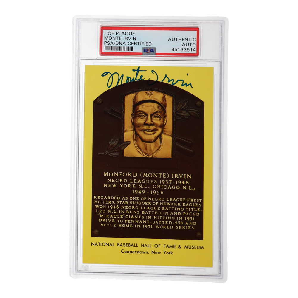 Monte Irvin Signed Hall of Fame Plaque Postcard (PSA) | Pristine Auction