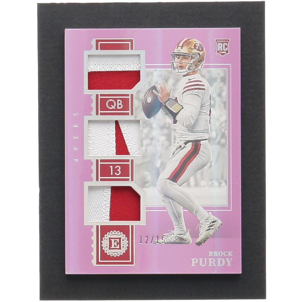 Brock Purdy 2022 Panini Encased Rookie Triple Memorabilia Pearl #36 RC ...