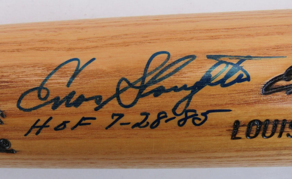 Enos Slaughter Signed Louisville Slugger Baseball Bat Inscribed "HOF 7 ...
