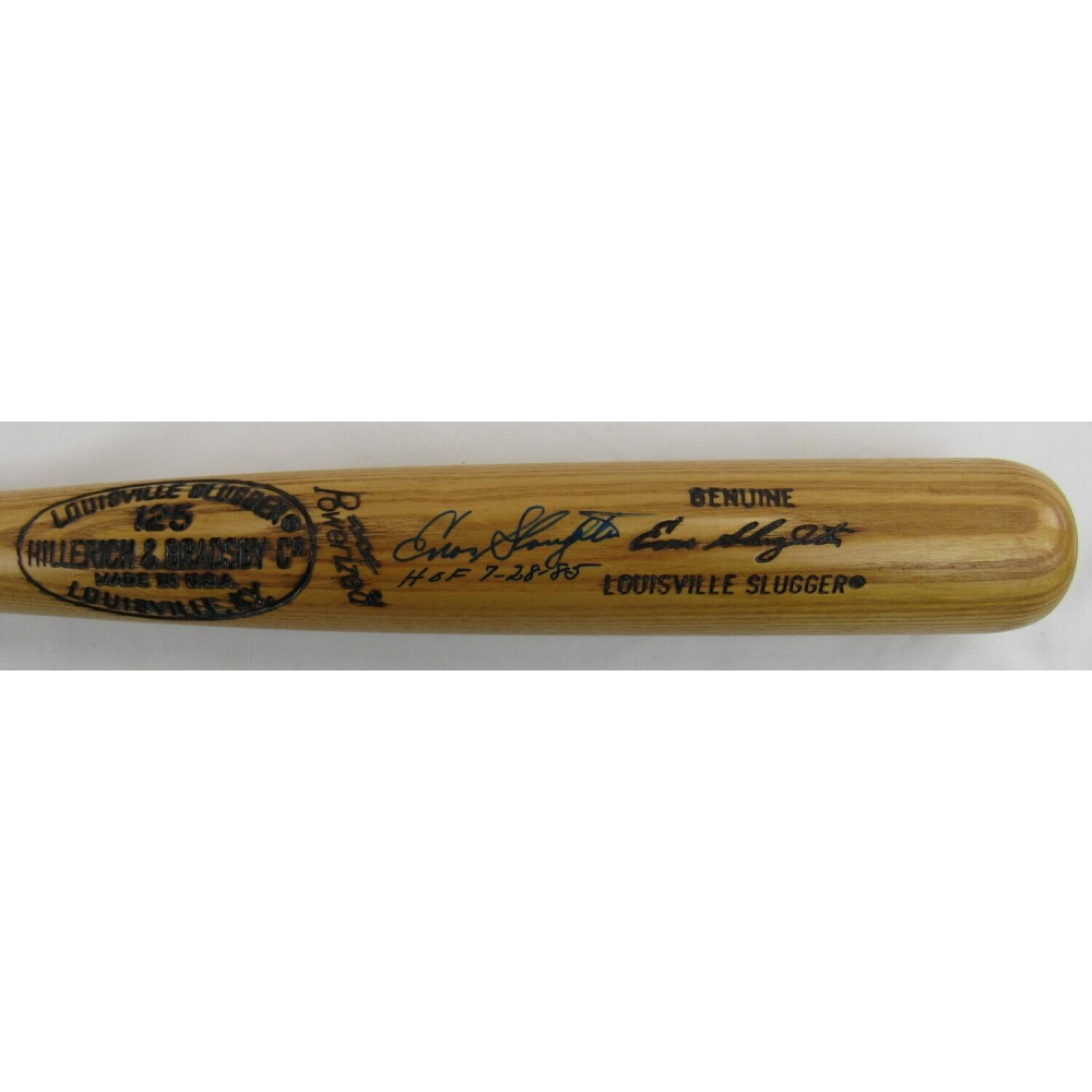 Enos Slaughter Signed Louisville Slugger Baseball Bat Inscribed "HOF 7 ...