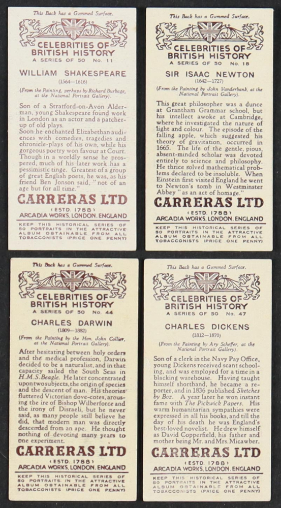 1936 Carreras Celebrities of British History Complete Set of (50 ...