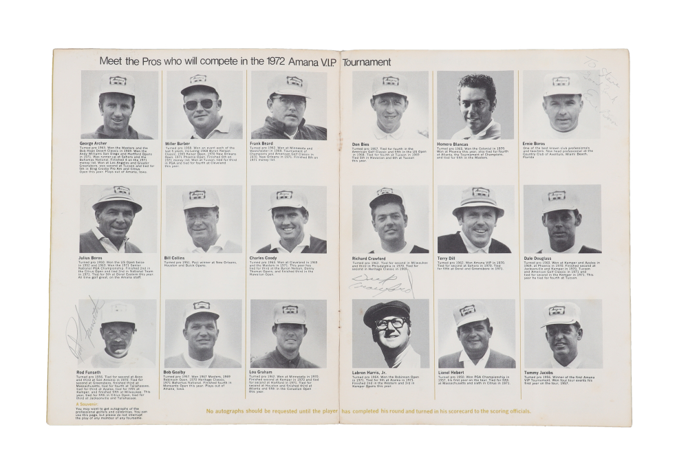 1972 Iowa City V.I.P. Golf Tournament Official Program Signed by (4 ...