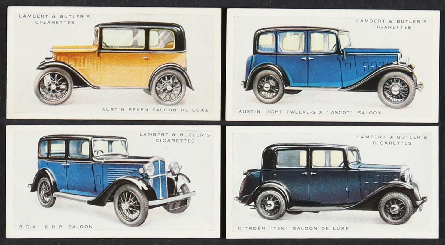 1922 Lambert & Butler Motor Cars Complete Set of (25) Cigarette Cards ...