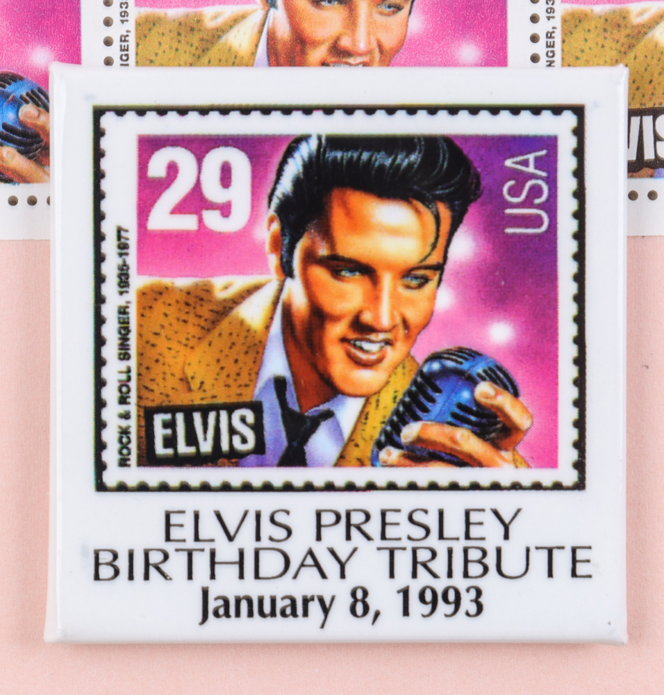 Elvis Presley Custom Framed Uncut Stamp Sheet Display With 1993 Vintage ...