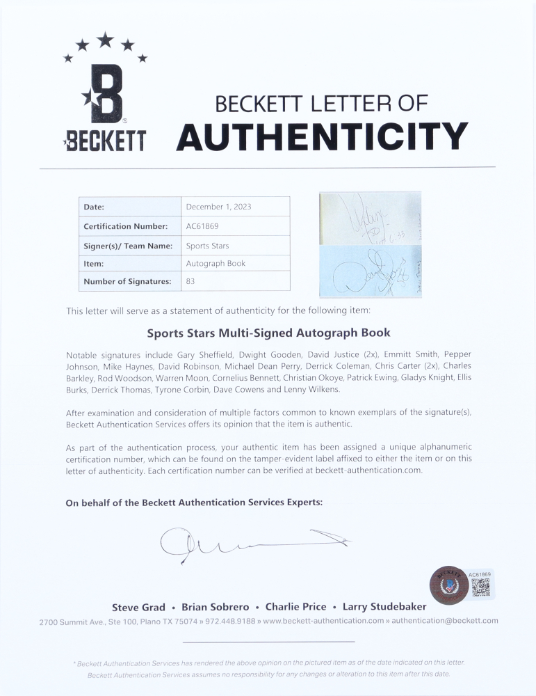 Sports Super-Stars Autograph Book Signed by (83) with Gary Sheffield ...