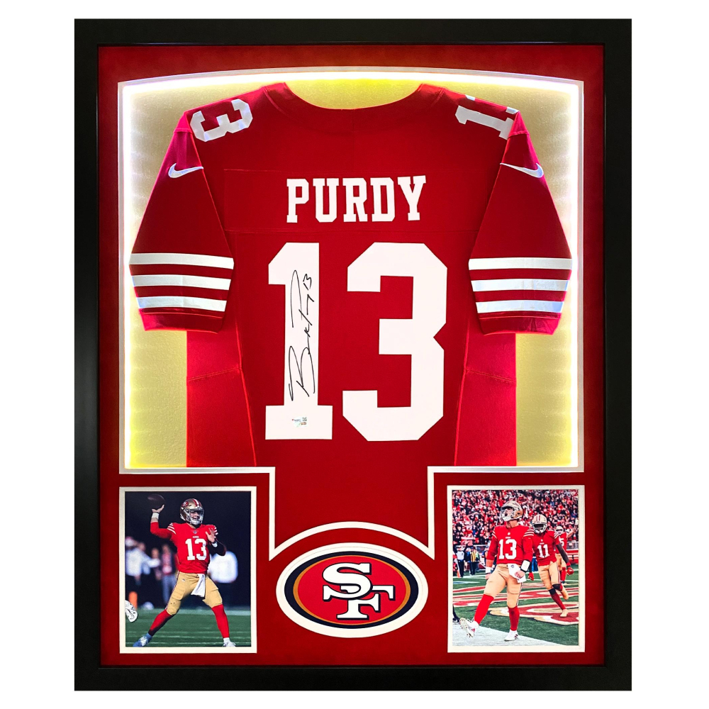 Brock Purdy Signed 49ers Custom Framed Jersey Display with LED Lights ...