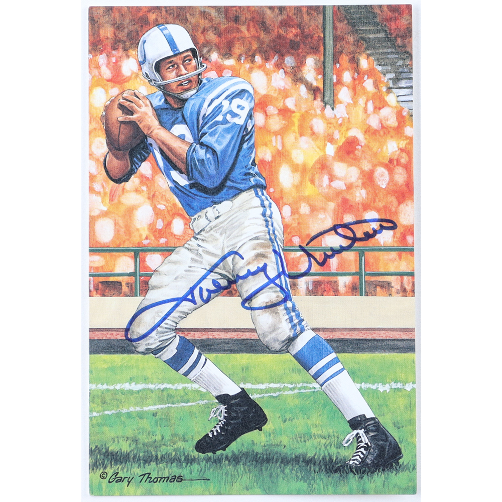 Johnny Unitas Signed LE Football Goal Line Art Card (Beckett ...