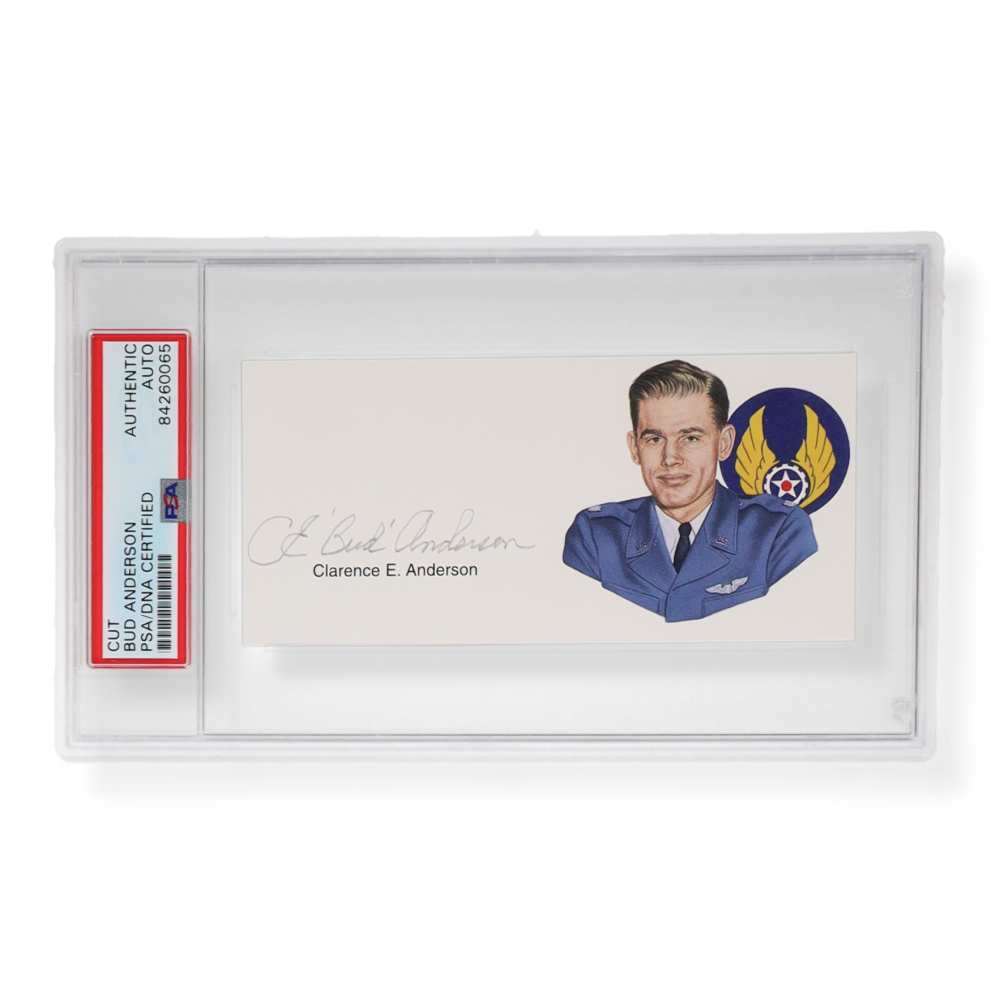 Bud Anderson Signed Cut with Portrait (PSA) | Pristine Auction