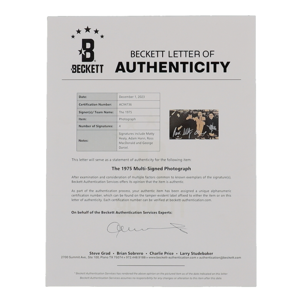 The 1975 Band-Signed 6x8 Photo (Beckett) | Pristine Auction