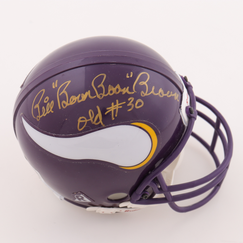 Bill "Boom-Boom" Brown Signed Vikings Mini Helmet (Beckett) | Pristine ...