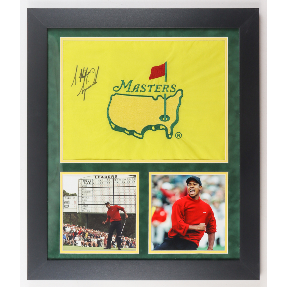 Tiger Woods Signed Masters Custom Framed Pin Flag Display (Beckett ...