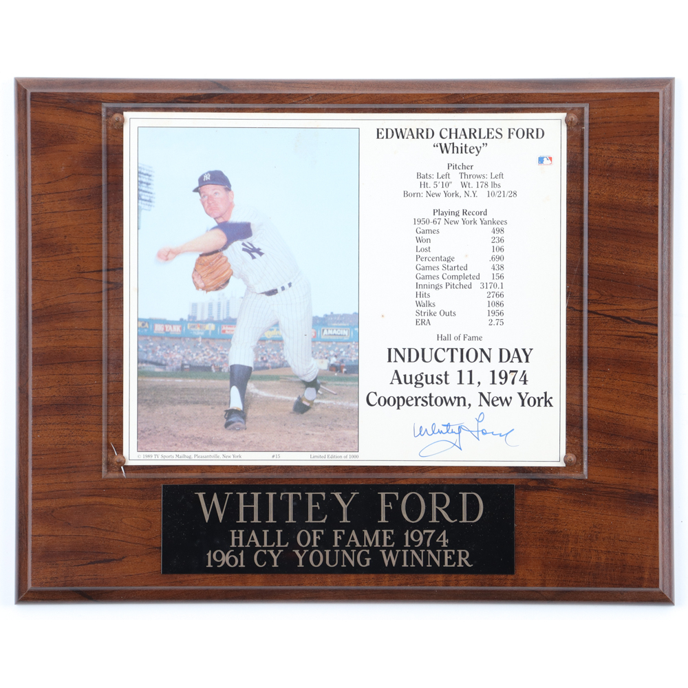 Whitey Ford Signed Yankees Custom Photo Plaque Display (Beckett ...