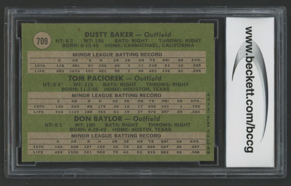 Dusty Baker / Don Baylor / Tom Paciorek 1971 Topps #709 Rookie Stars RC ...
