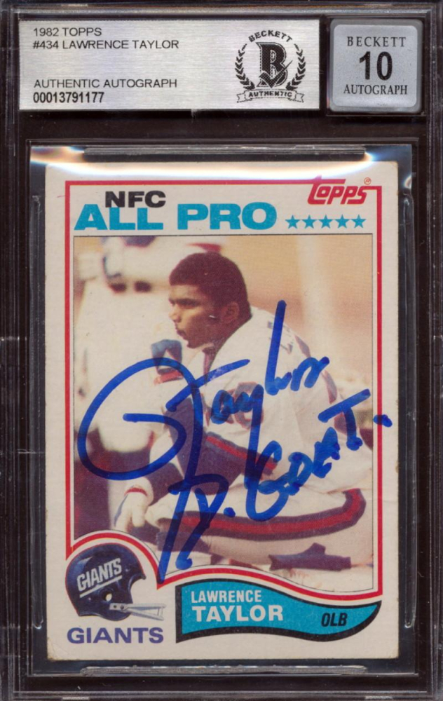 Lawrence Taylor Signed 1982 Topps #434 RC Inscribed "D GOAT" (BGS ...